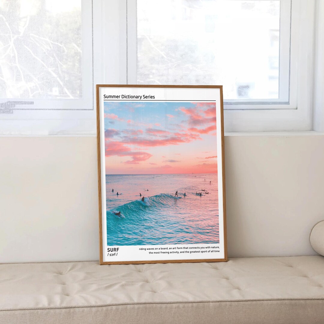 Preppy Surf Definition Poster Pastel Coastal Wall Art, Modern Beach ...