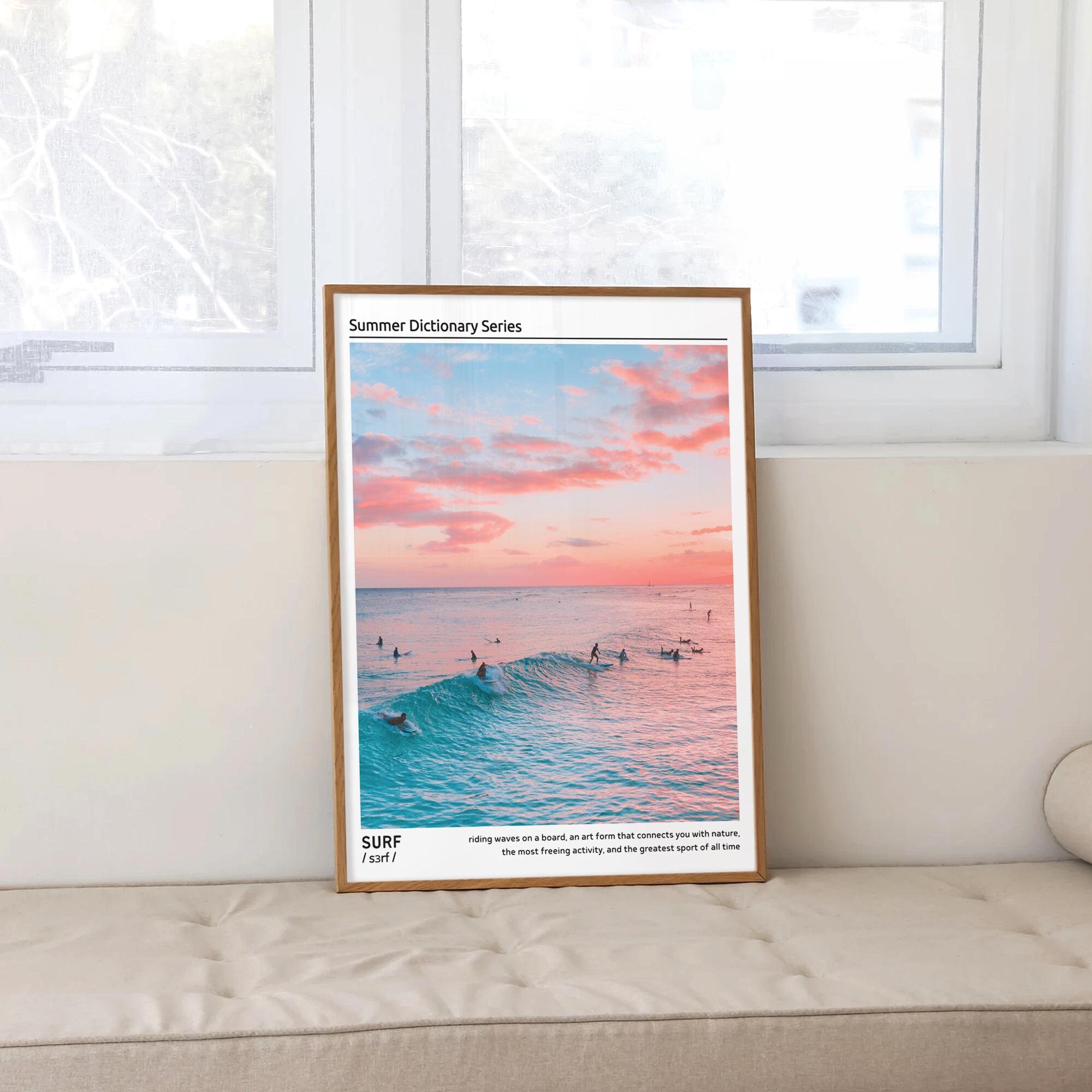 Preppy Surf Definition Poster Pastel Coastal Wall Art, Modern Beach ...