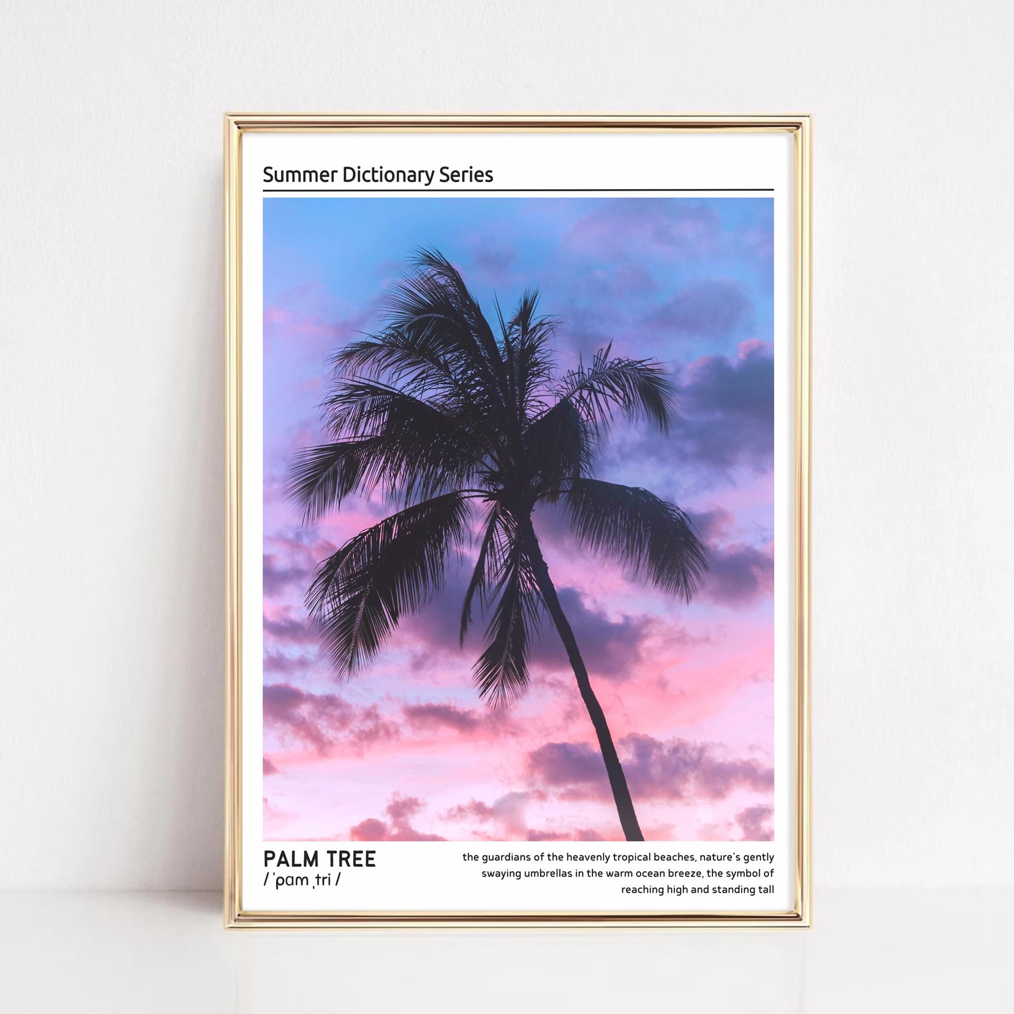 Tropical Palm Tree Definition Poster Coastal Wall Art, Beachy Apartment ...