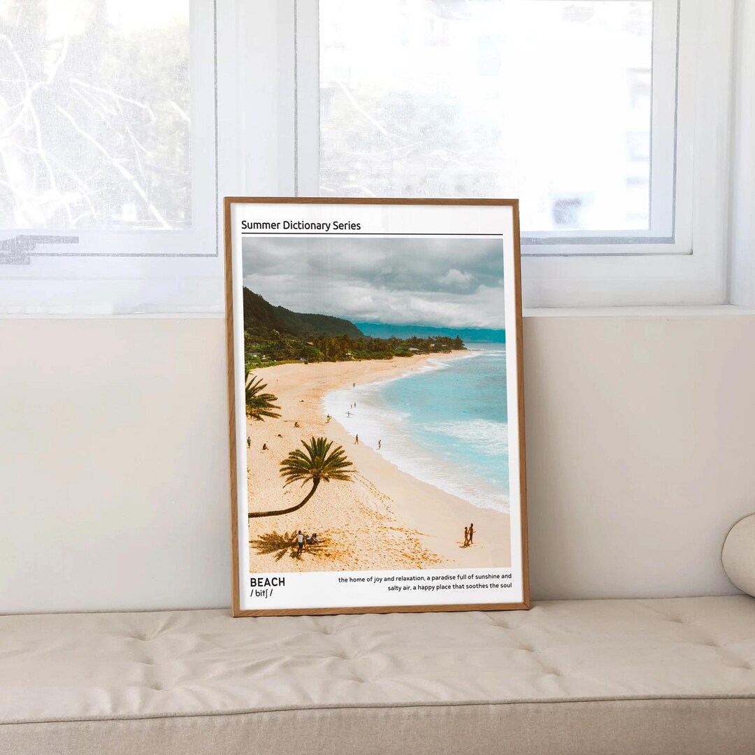 Preppy Beach Definition Wall Art Colorful Coastal Print, Ocean Waves ...