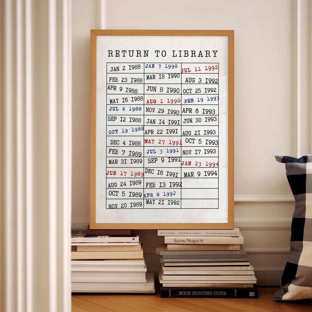 Bookish Wall Art Vintage Style Library Card Poster, Cozy Reading Nook ...