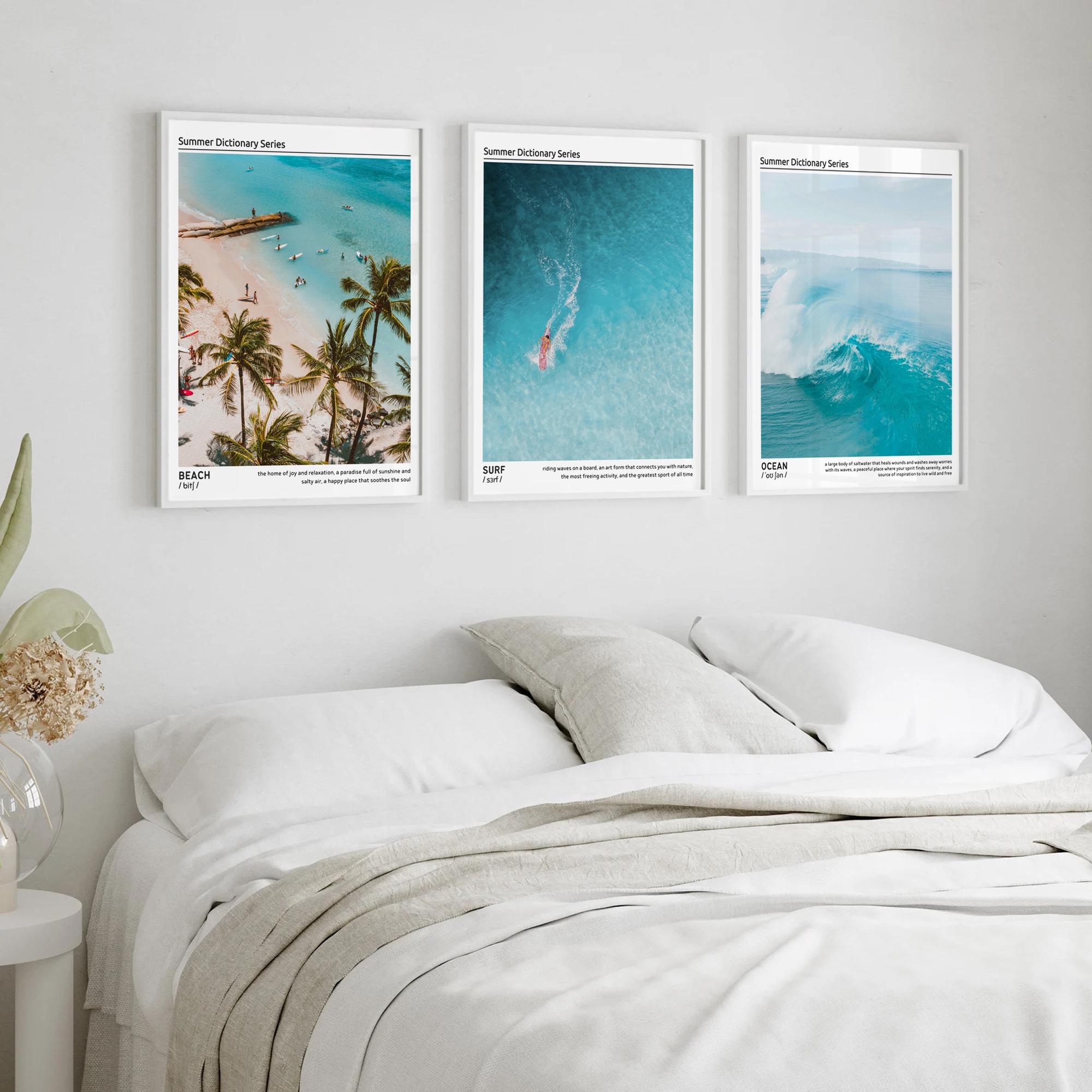 Coastal Wall Art Set of 3 Beach Photography Poster, Ocean Waves Print ...
