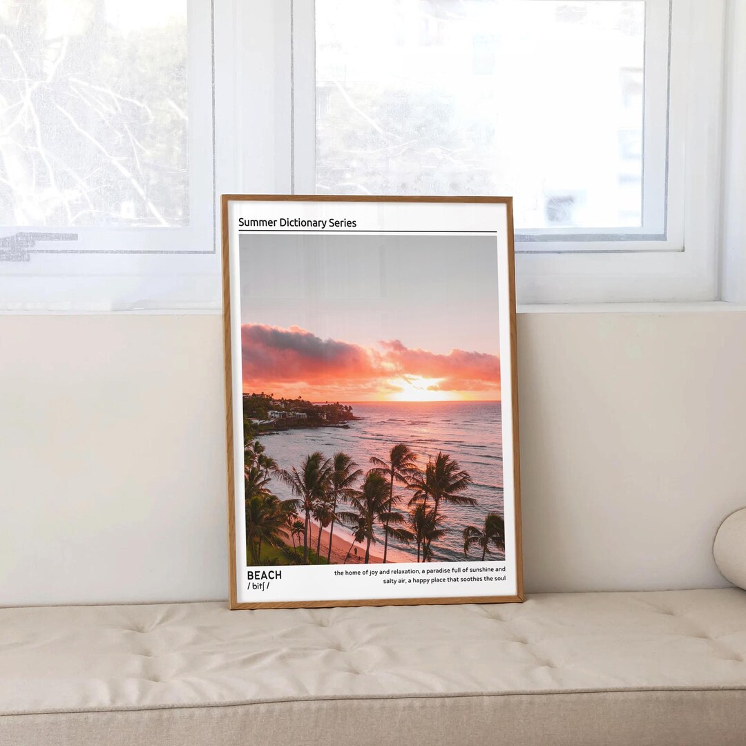 Trendy Beach Definition Poster Island Vibes Wall Art, Aesthetic Coastal ...