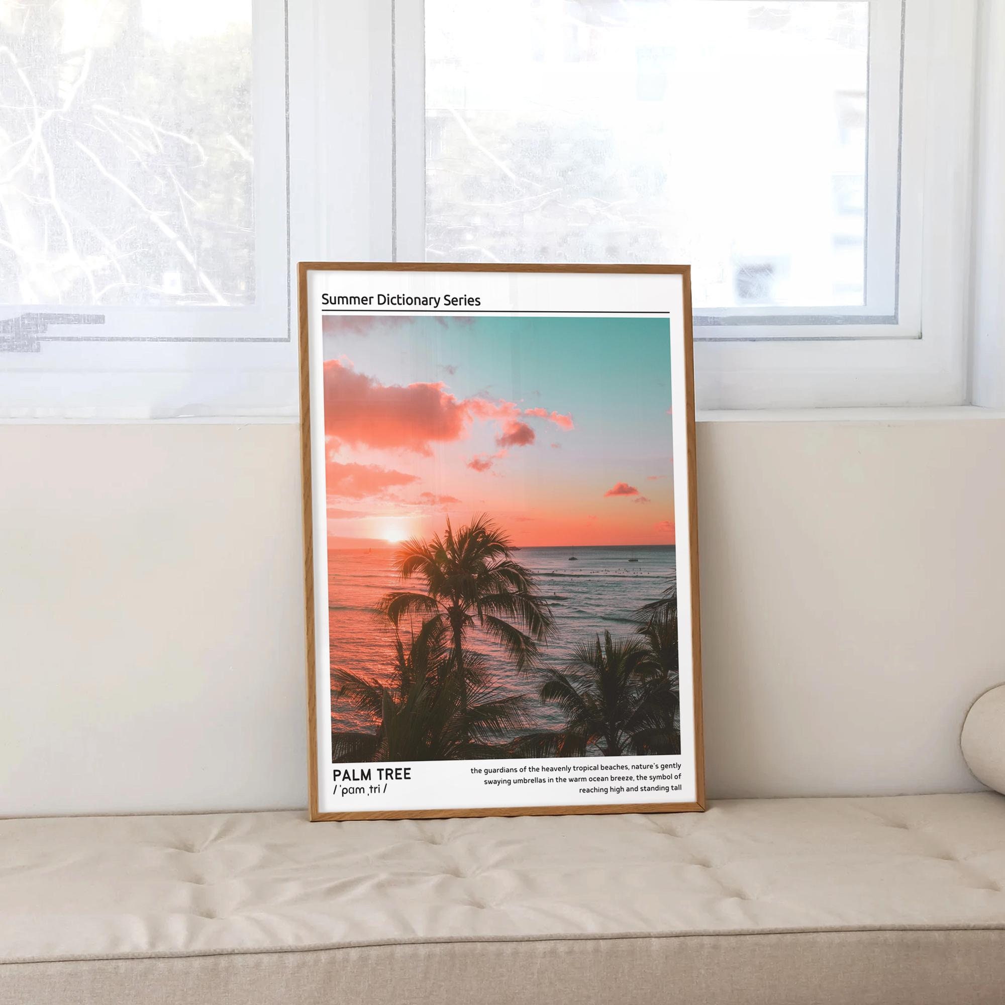 Palm Tree Definition Wall Art Sunset Print, Trendy Beach House Decor ...