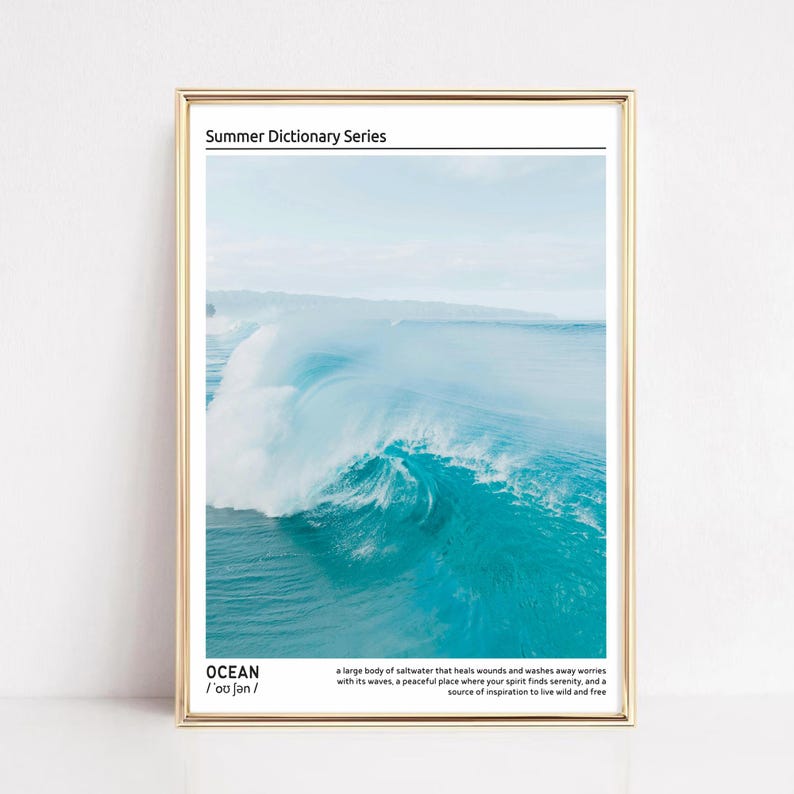 Coastal Wall Art Set of 3 Beach Photography Poster, Ocean Waves Print Surf Definition Wall Art ...