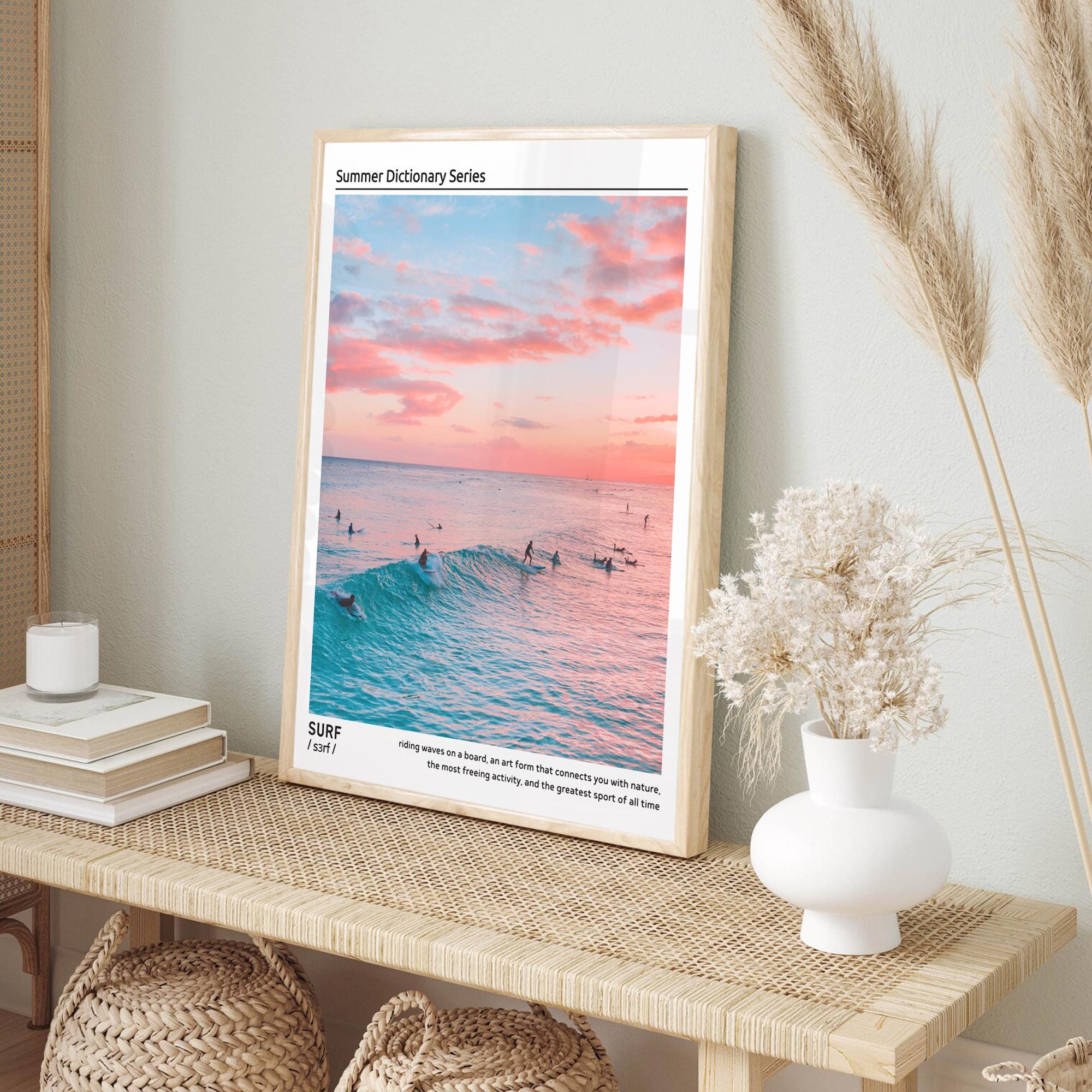 Preppy Surf Definition Poster Pastel Coastal Wall Art, Modern Beach ...