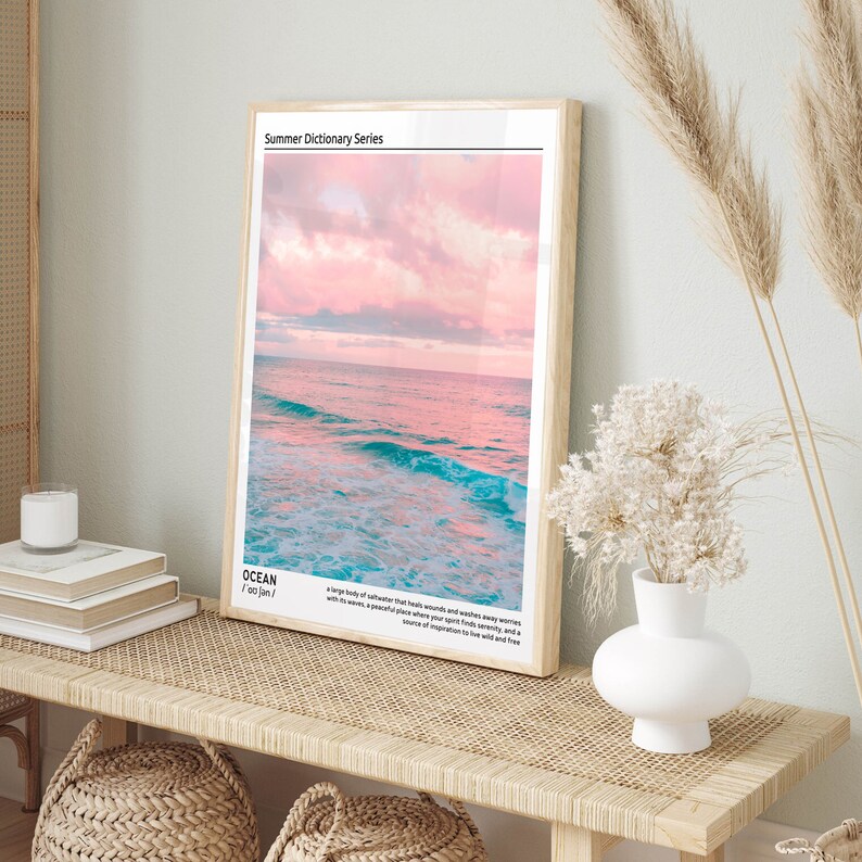 Ocean Definition Art Print Pastel Coastal Poster, Colorful Beachy Wall ...