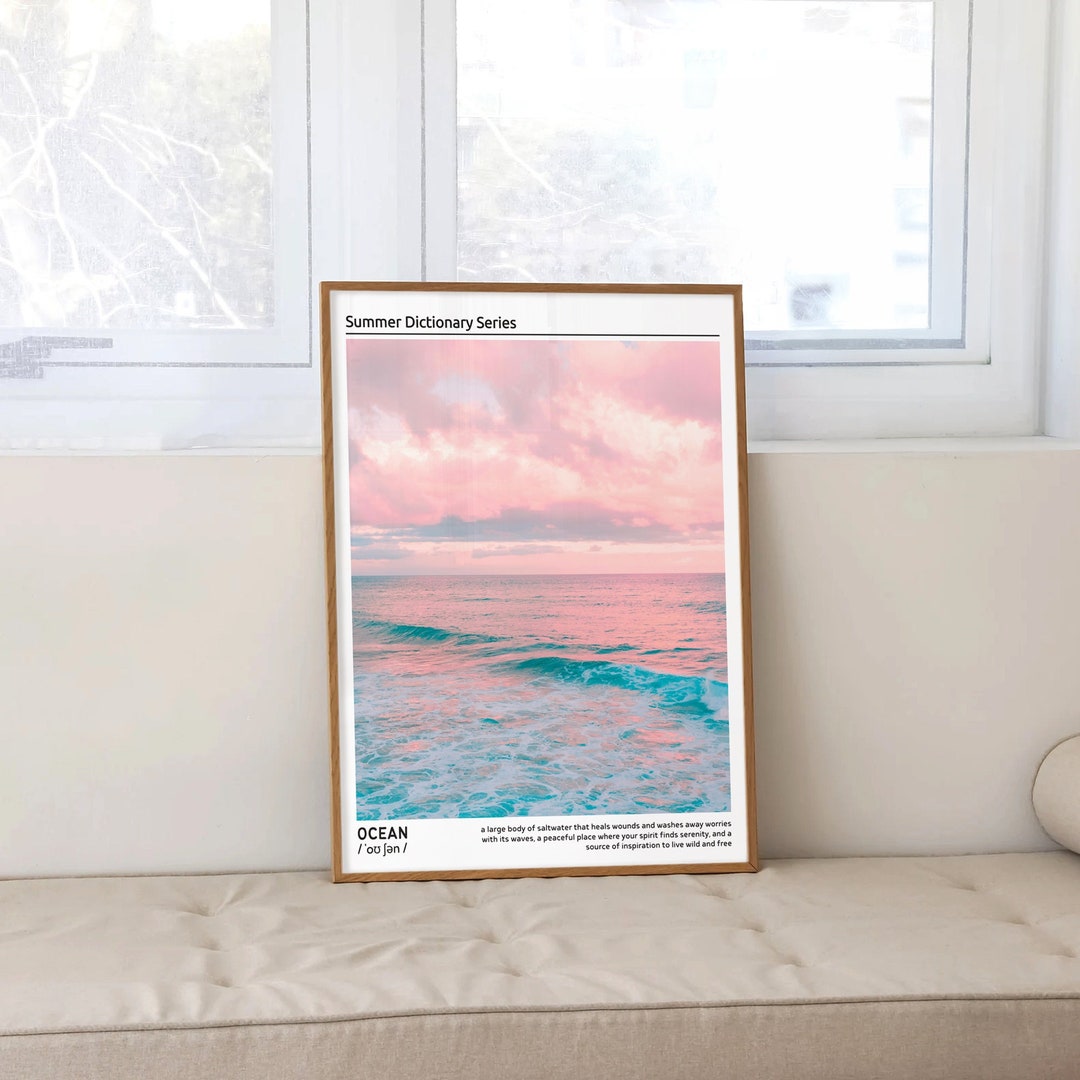Ocean Definition Art Print Pastel Coastal Poster, Colorful Beachy Wall ...