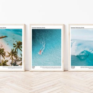 Coastal Wall Art Set of 3 Beach Photography Poster, Ocean Waves Print ...