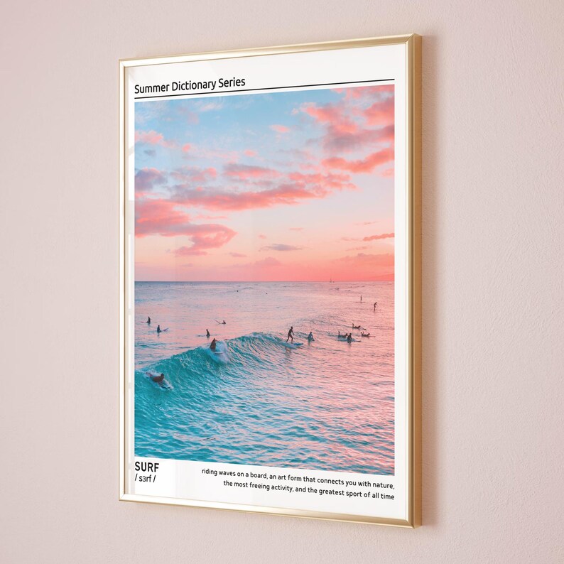 Preppy Surf Definition Poster Pastel Coastal Wall Art, Modern Beach ...