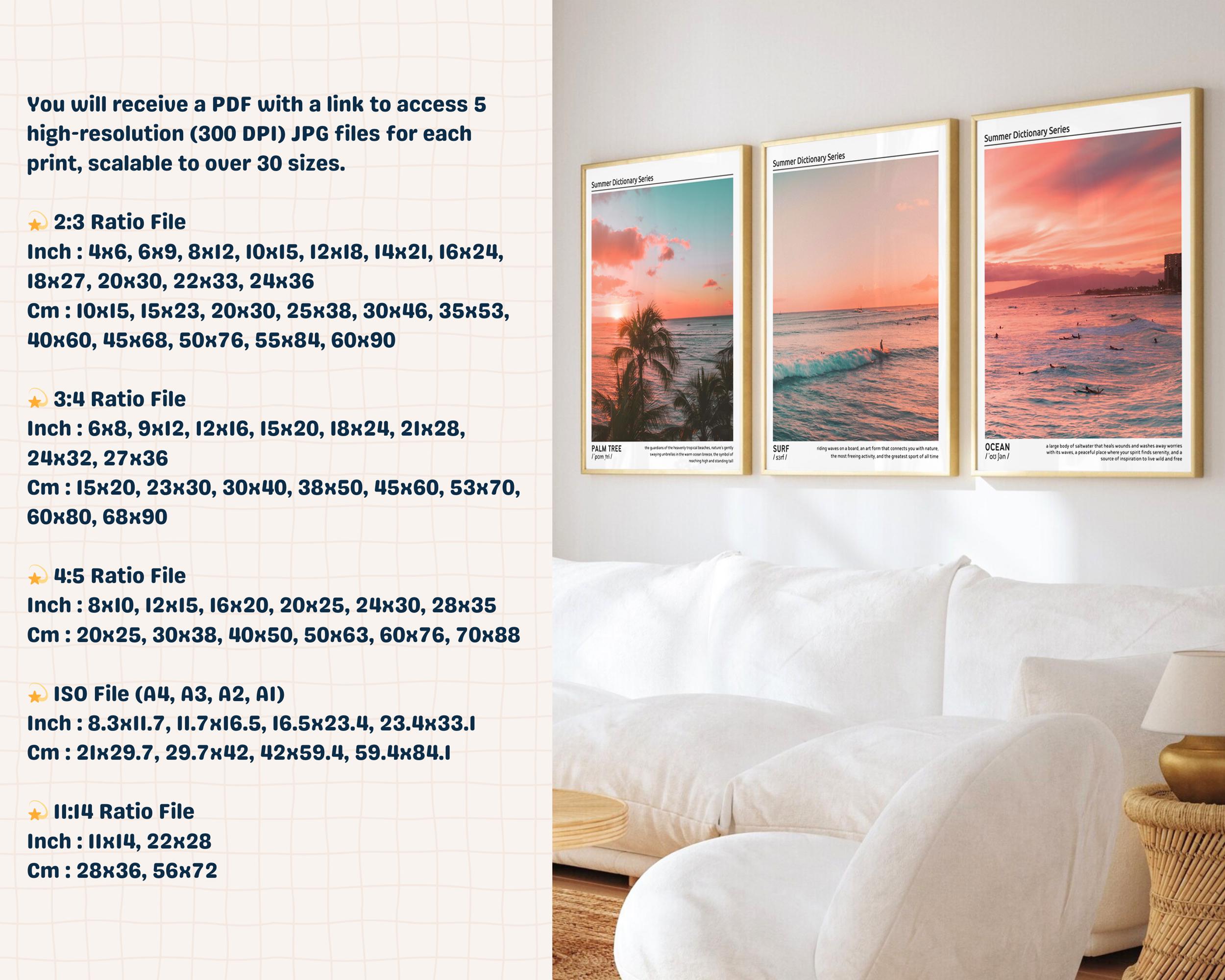 Aesthetic Coastal Life Print Set of 3 Sunset Poster, Trendy Beach ...