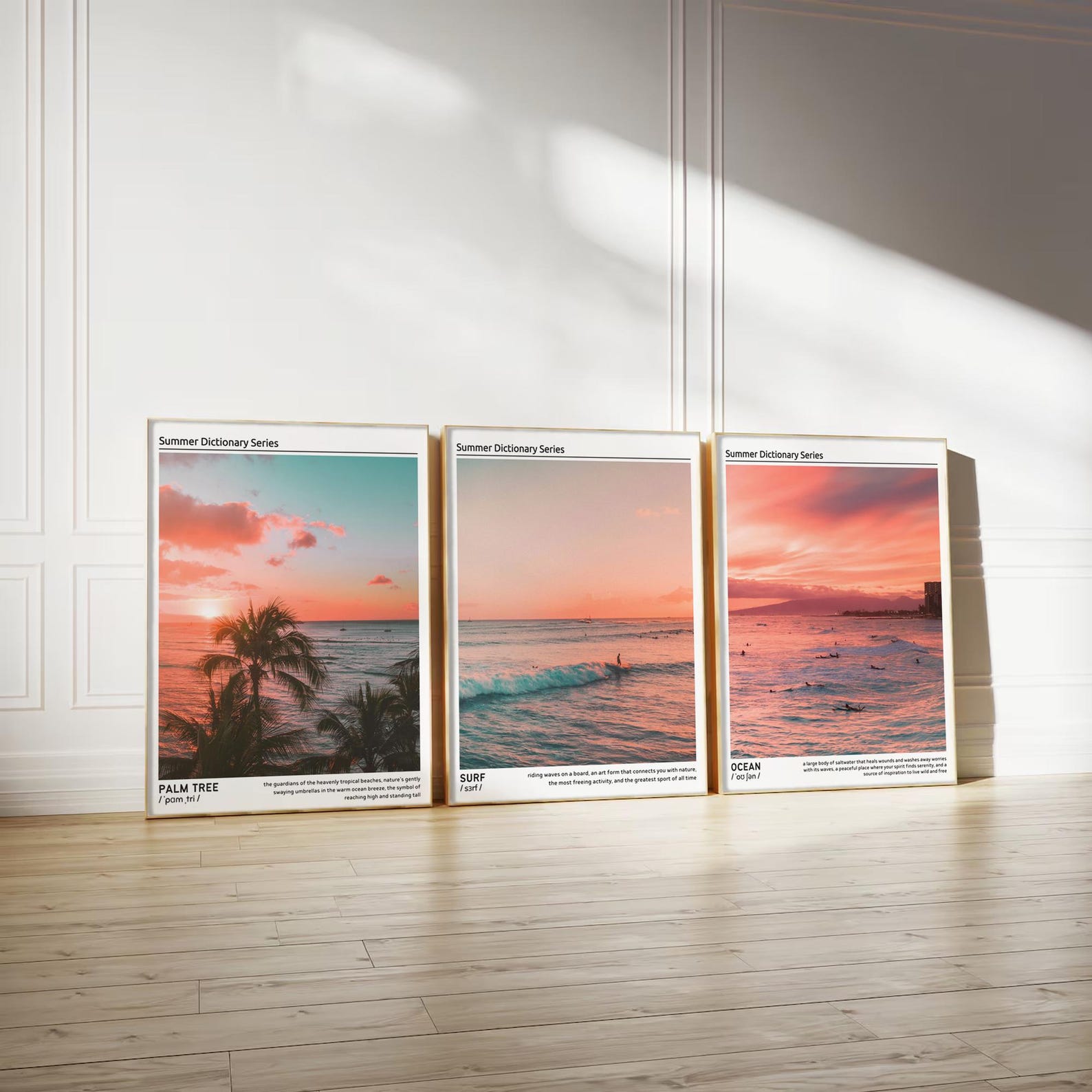 Coastal Life Print Set of 3 Sunset Poster, Trendy Beach Photography ...