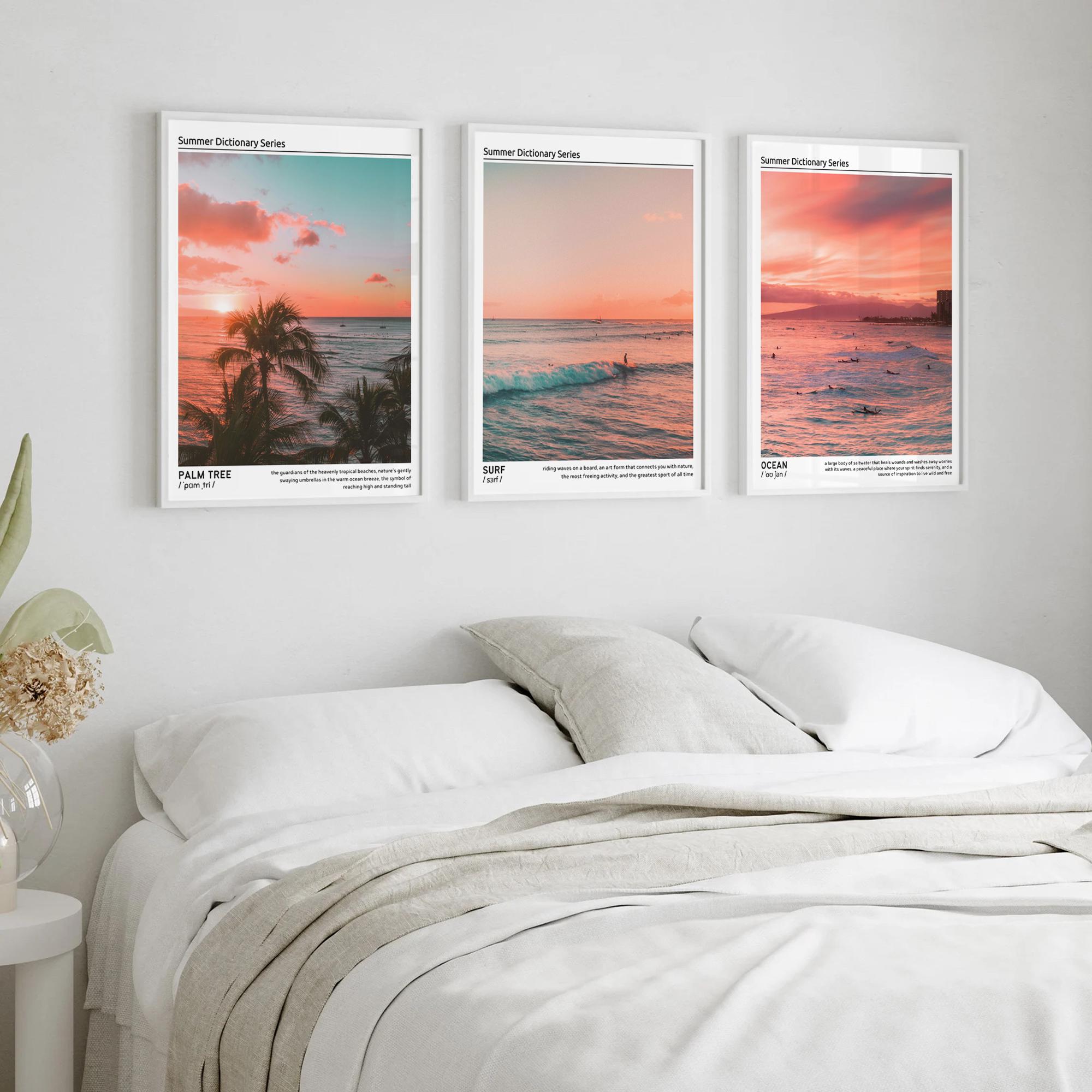 Aesthetic Coastal Life Print Set of 3 Sunset Poster, Trendy Beach ...