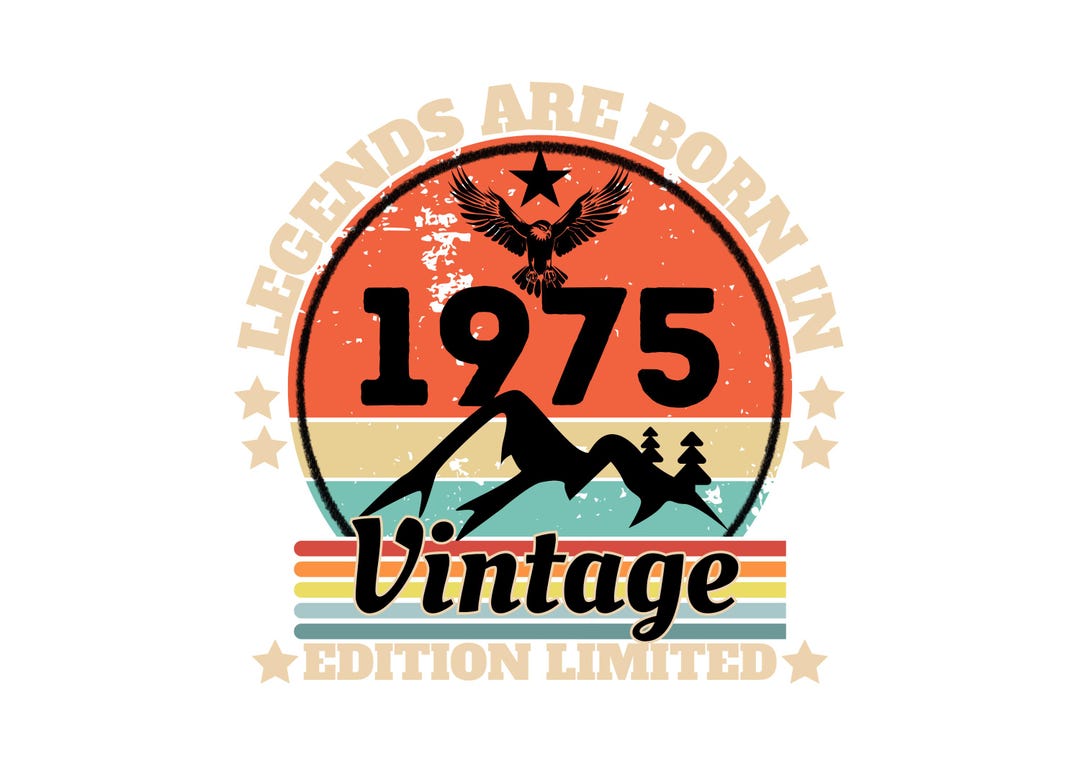 50th Birthday Gift, Made in 1975 Vintage, 50 Years Old Birthday Svg ...