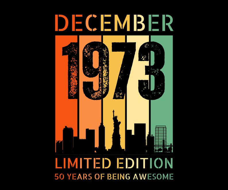 Made in 1973 December 50 Years of Being Awesome Digital SVG PNG - Etsy