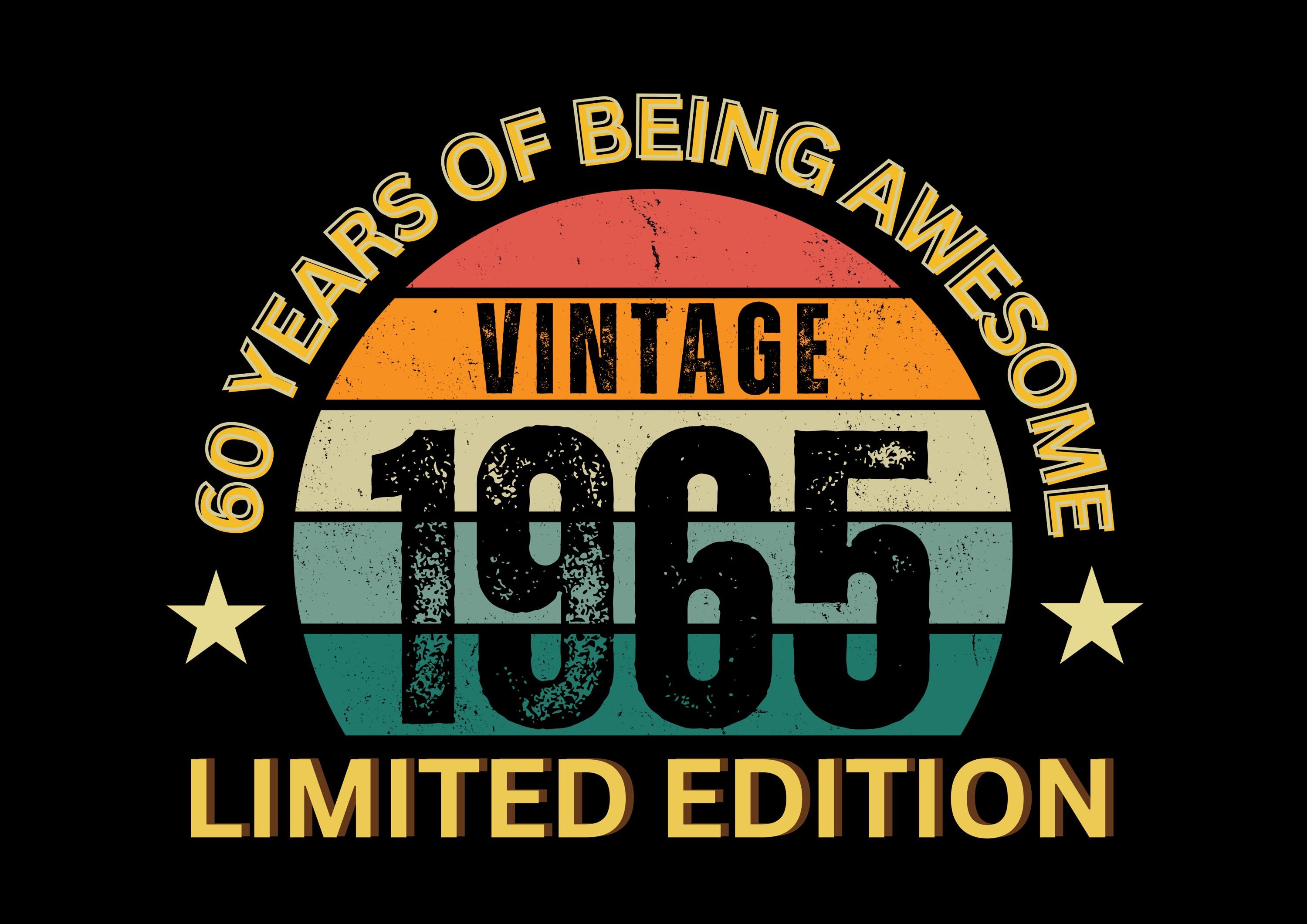 60th Birthday Gift, Made in 1965 Vintage, 60 Years Old Birthday Svg ...