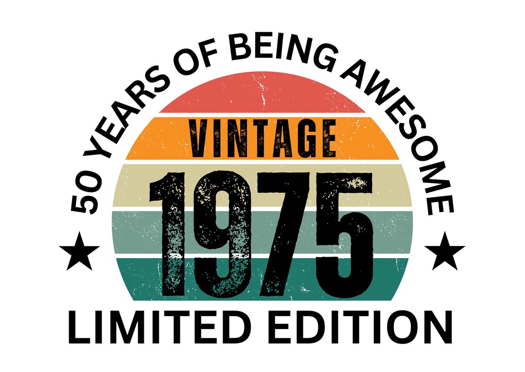 50th Birthday Gift, Made in 1975 Vintage, 50 Years Old Birthday Svg, 1975 Birthday Gift for Men ...