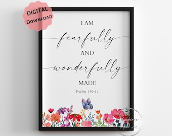 Psalm 139:14 Scripture Printable Fearfully and Wonderfully Made - Etsy