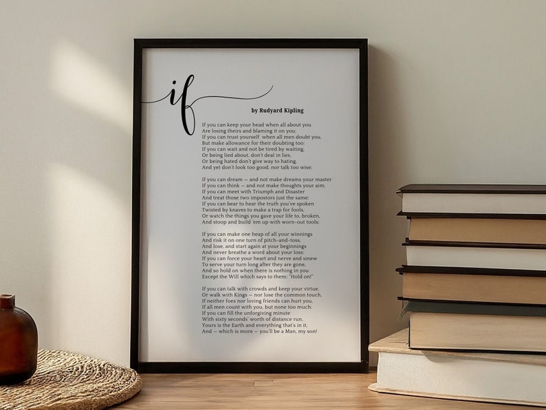 If by Rudyard Kipling PRINTABLE, Poetry Wall Art, Minimalist ...