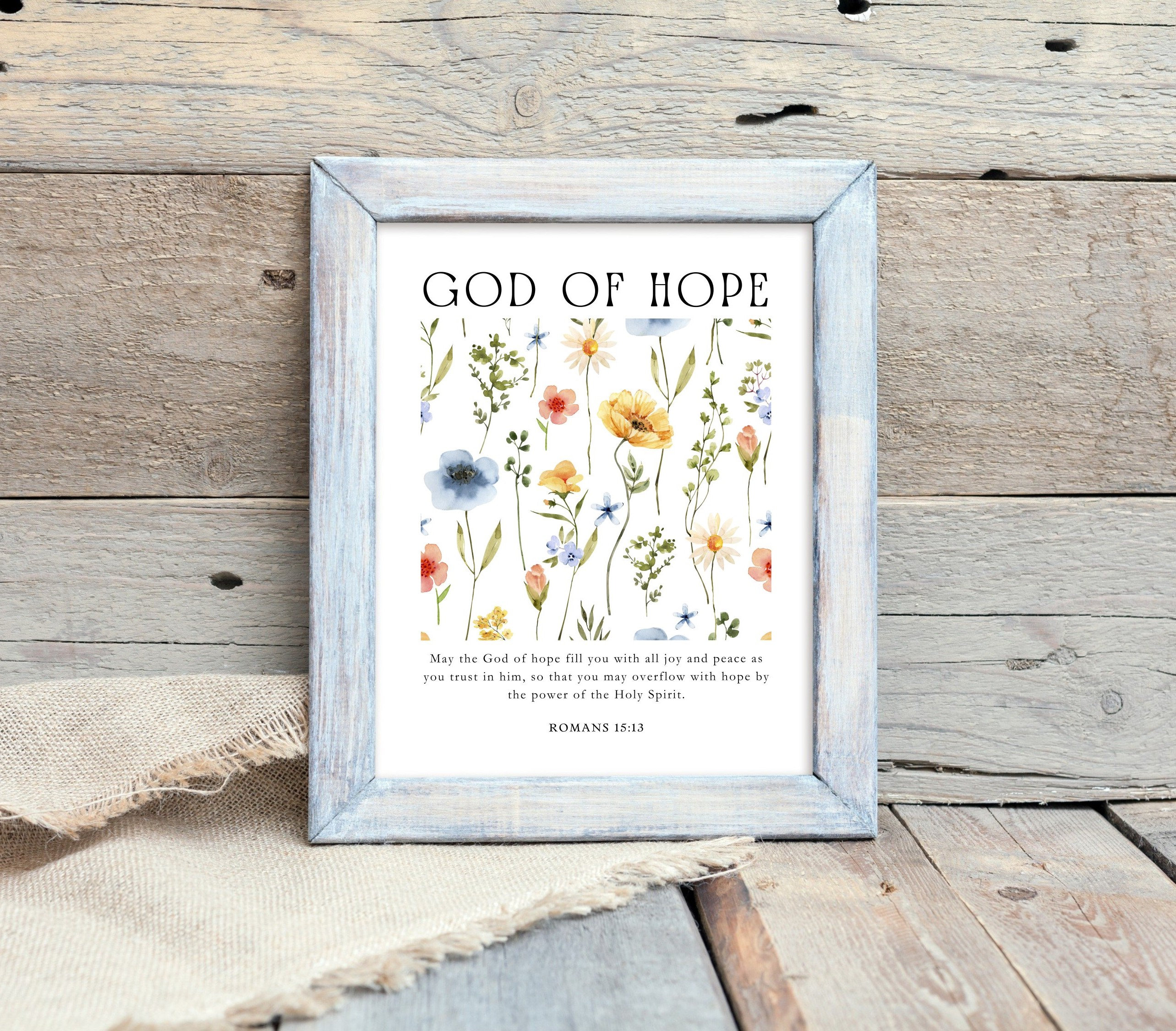 Romans 15:13 PRINTABLE, May the God of Hope, Floral Bible Verse Decor ...
