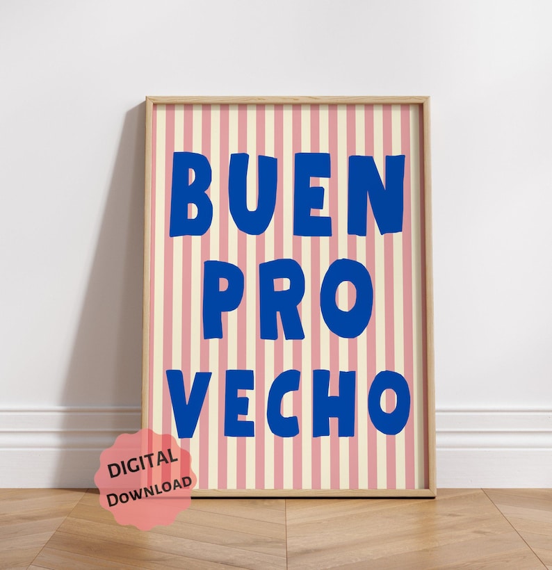 Buen Provecho PRINTABLE, Spanish Bon Appetit Sign, Trendy Kitchen Wall ...