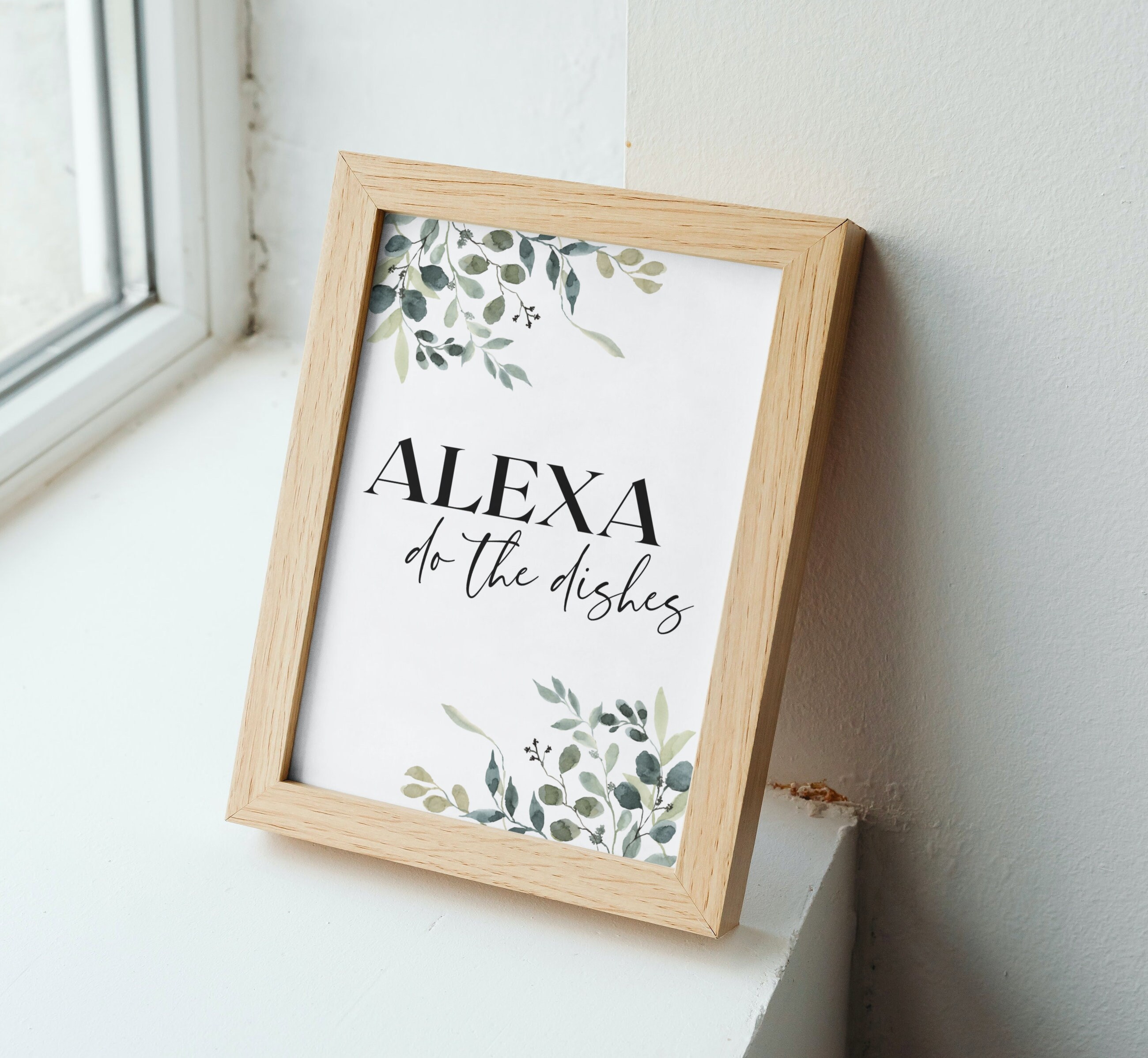 Alexa Do the Dishes PRINTABLE, Kitchen Wall Decor, Watercolor Botanical ...