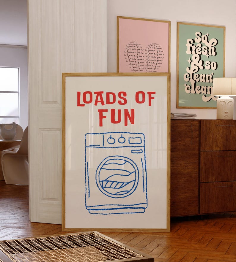 Loads of Fun PRINTABLE, Retro Laundry Room Wall Art, *DIGITAL DOWNLOAD ...