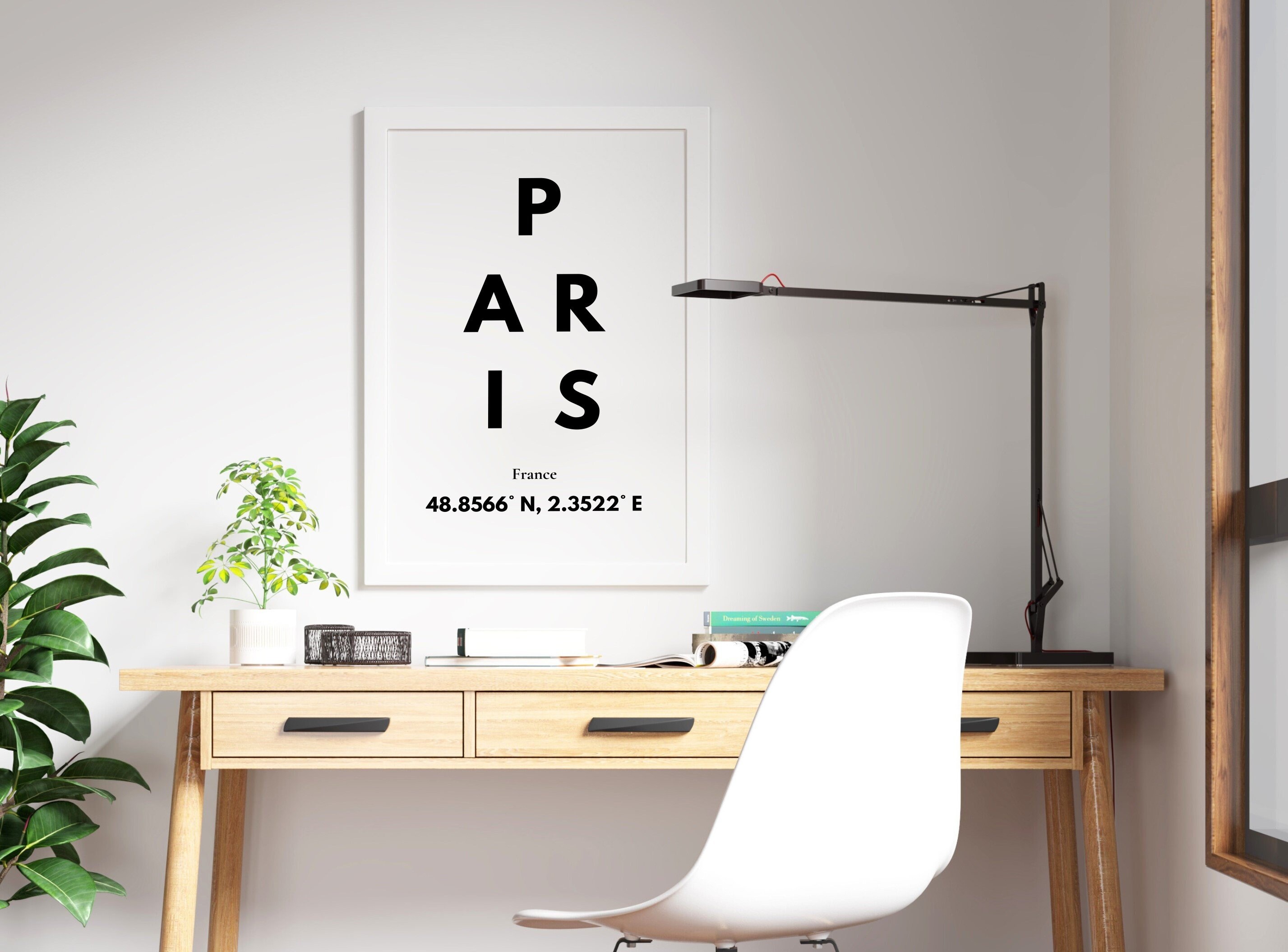 Paris France GPS Coordinates Printable, Travel Poster, Latitude ...