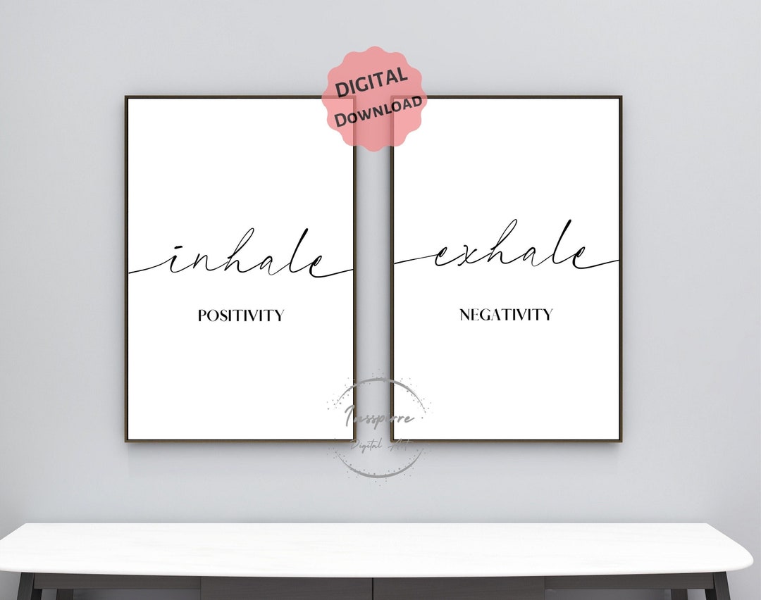 Inhale Exhale Set of 2 PRINTABLES, Yoga Wall Decor, Relaxation Posters ...