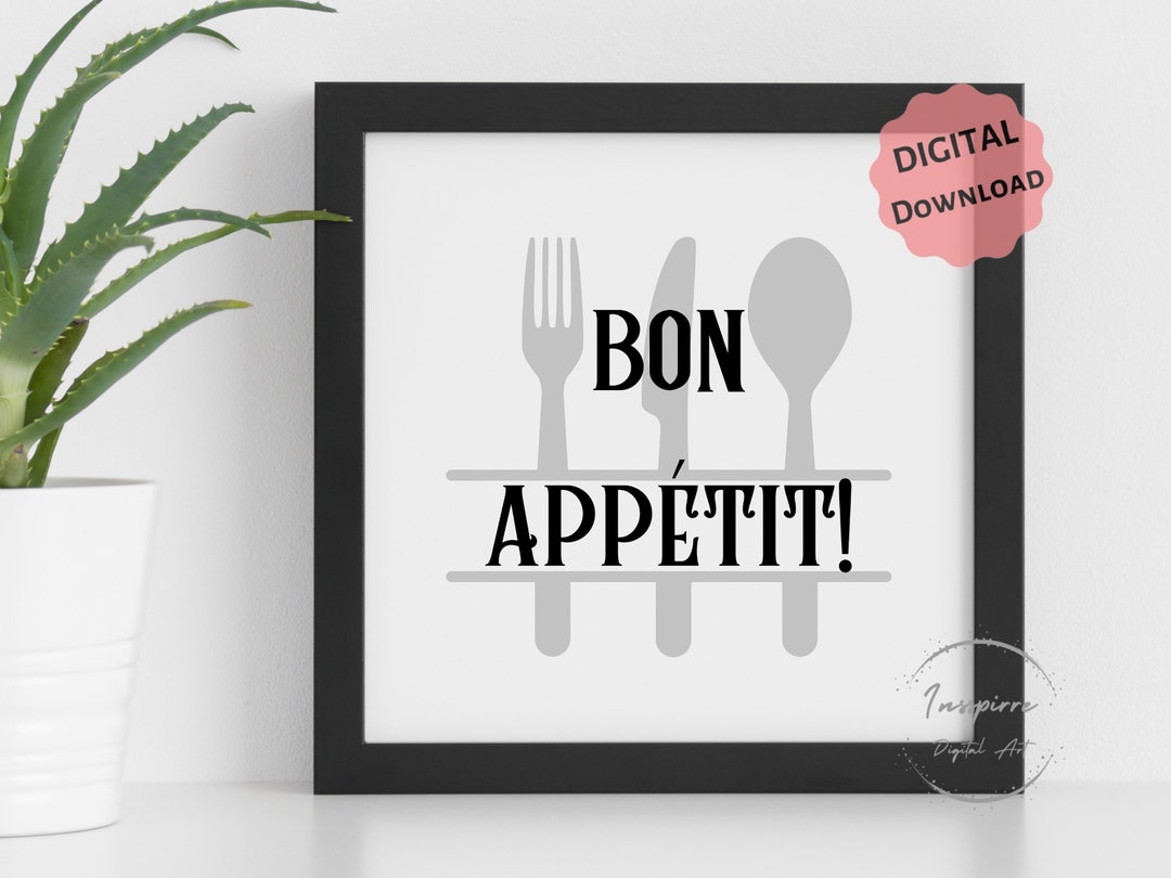 Bon Appétit PRINTABLE, Minimalist Kitchen Wall Decor, DIGITAL DOWNLOAD ...