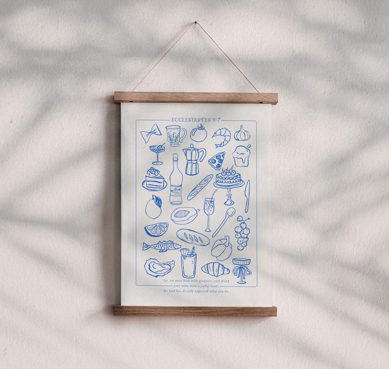 Kitchen Scripture Illustration PRINTABLE, Ecclesiastes 9:7, Modern ...