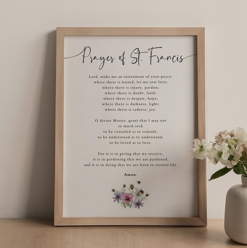 Prayer of St. Francis of Assissi PRINTABLE, Catholic Prayer Wall Decor ...