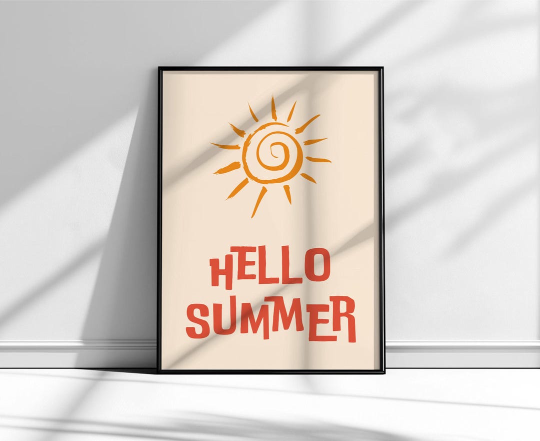 Hello Summer PRINTABLE, Trendy Summertime Wall Art, Bold Typography ...