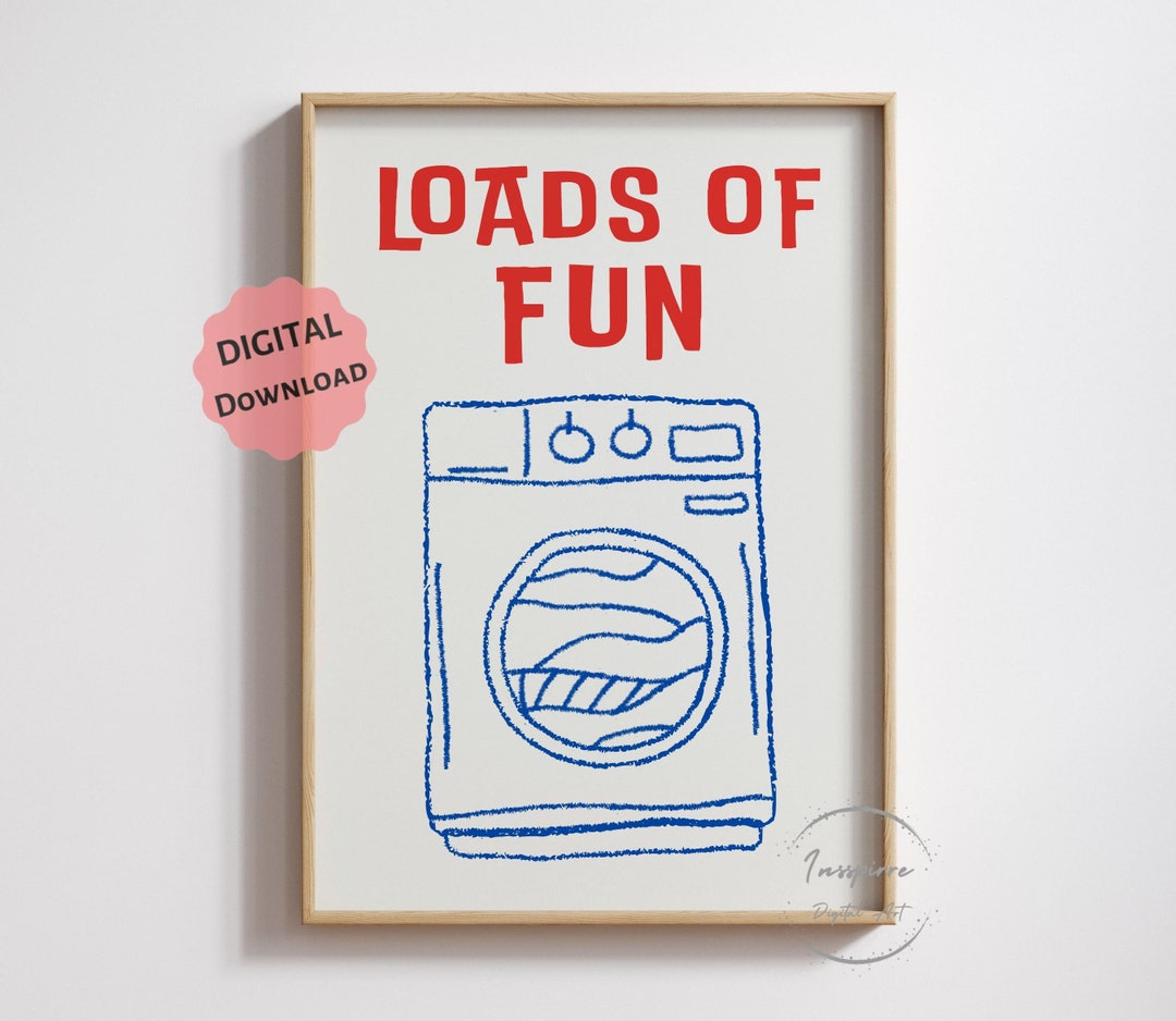 Loads of Fun PRINTABLE, Retro Laundry Room Wall Art, DIGITAL DOWNLOAD ...