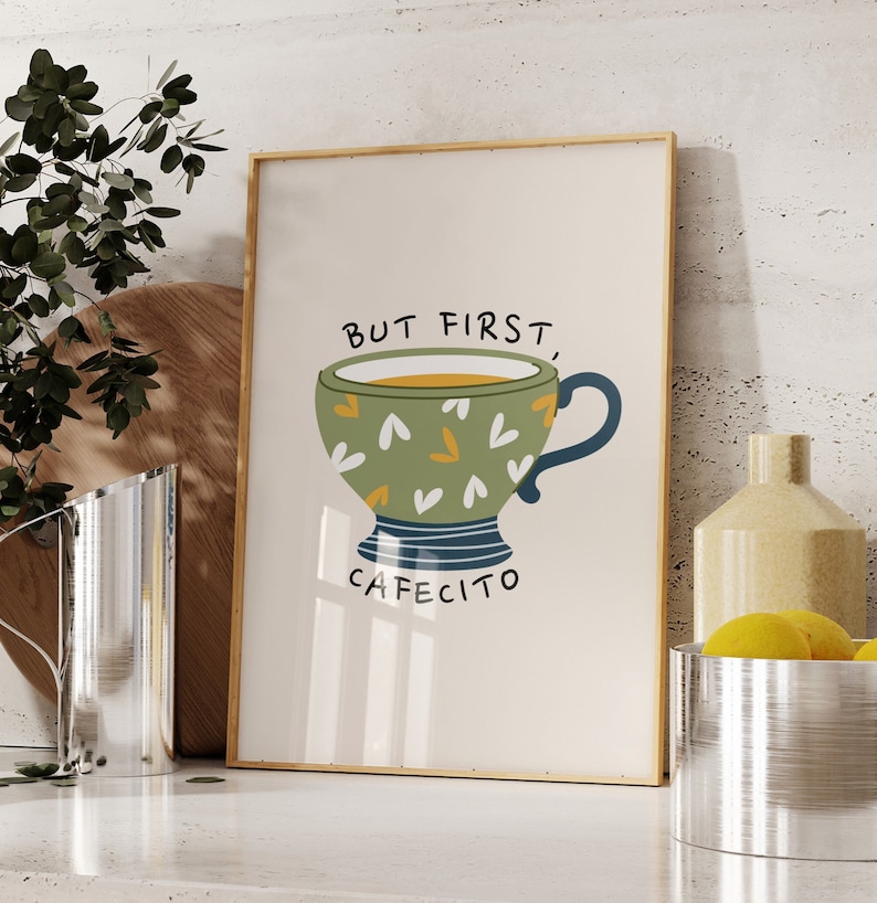 But First Cafecito PRINTABLE, Spanish Coffee Wall Art, Kitchen Decor ...