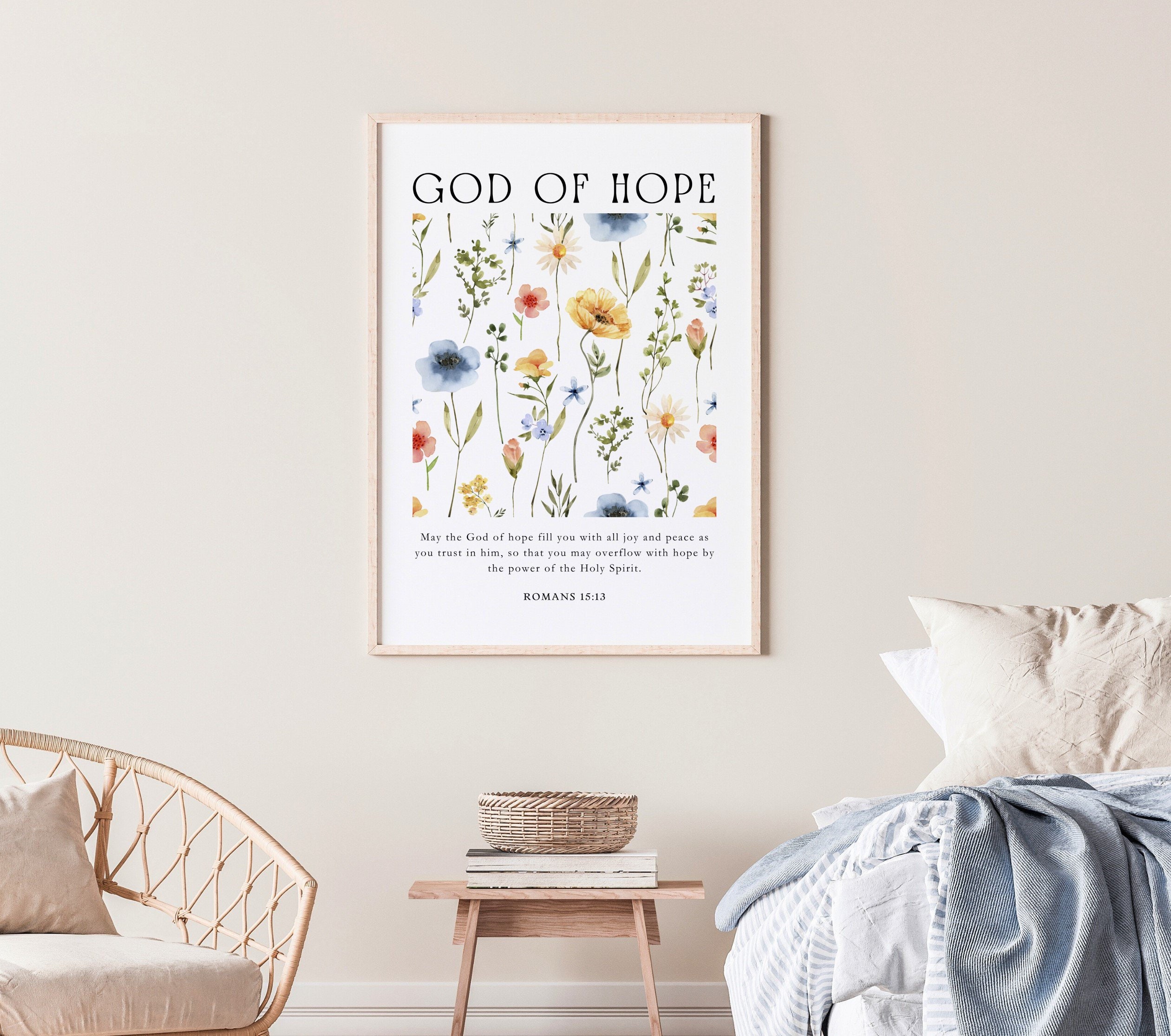 Romans 15:13 PRINTABLE, May the God of Hope, Floral Bible Verse Decor ...
