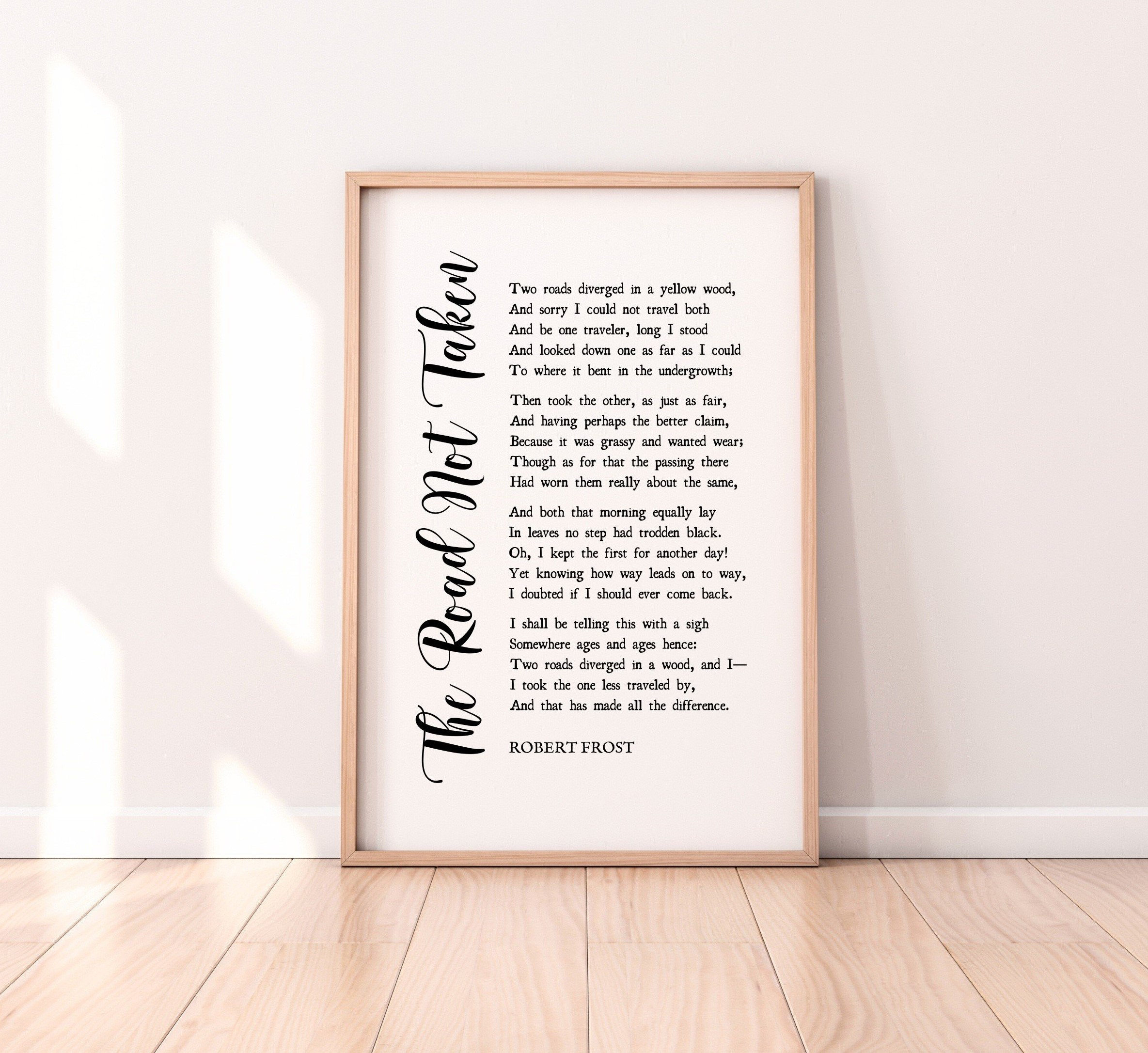 The Road Not Taken PRINTABLE, Robert Frost Poem, Modern Home Office ...