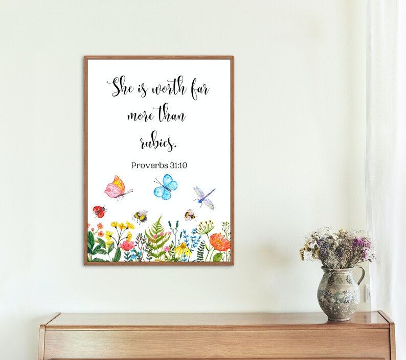Proverbs 31 10 She Is Worth Far More Than Rubies Printable Etsy
