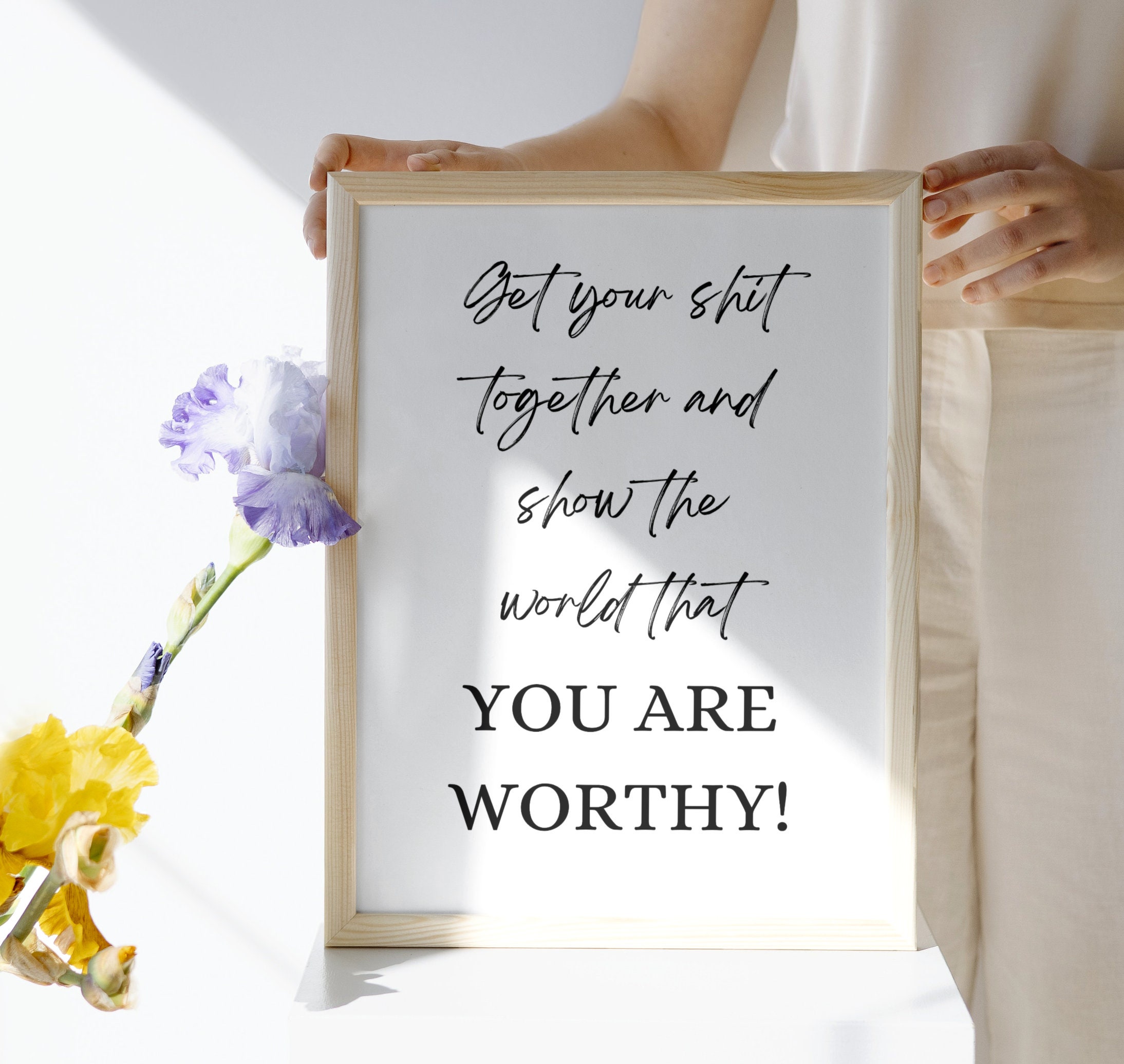 Motivational Quote PRINTABLE Office Wall Art You Are Worthy - Etsy