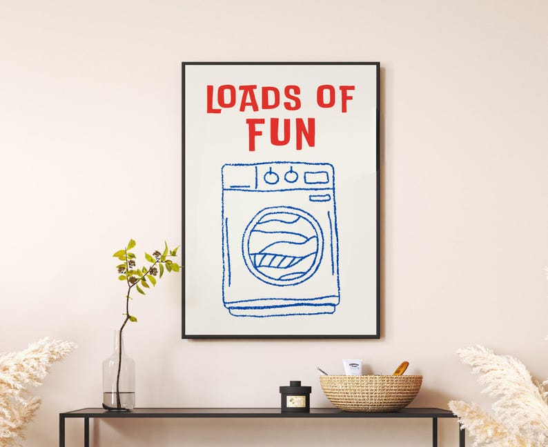 Loads of Fun PRINTABLE, Retro Laundry Room Wall Art, DIGITAL DOWNLOAD ...