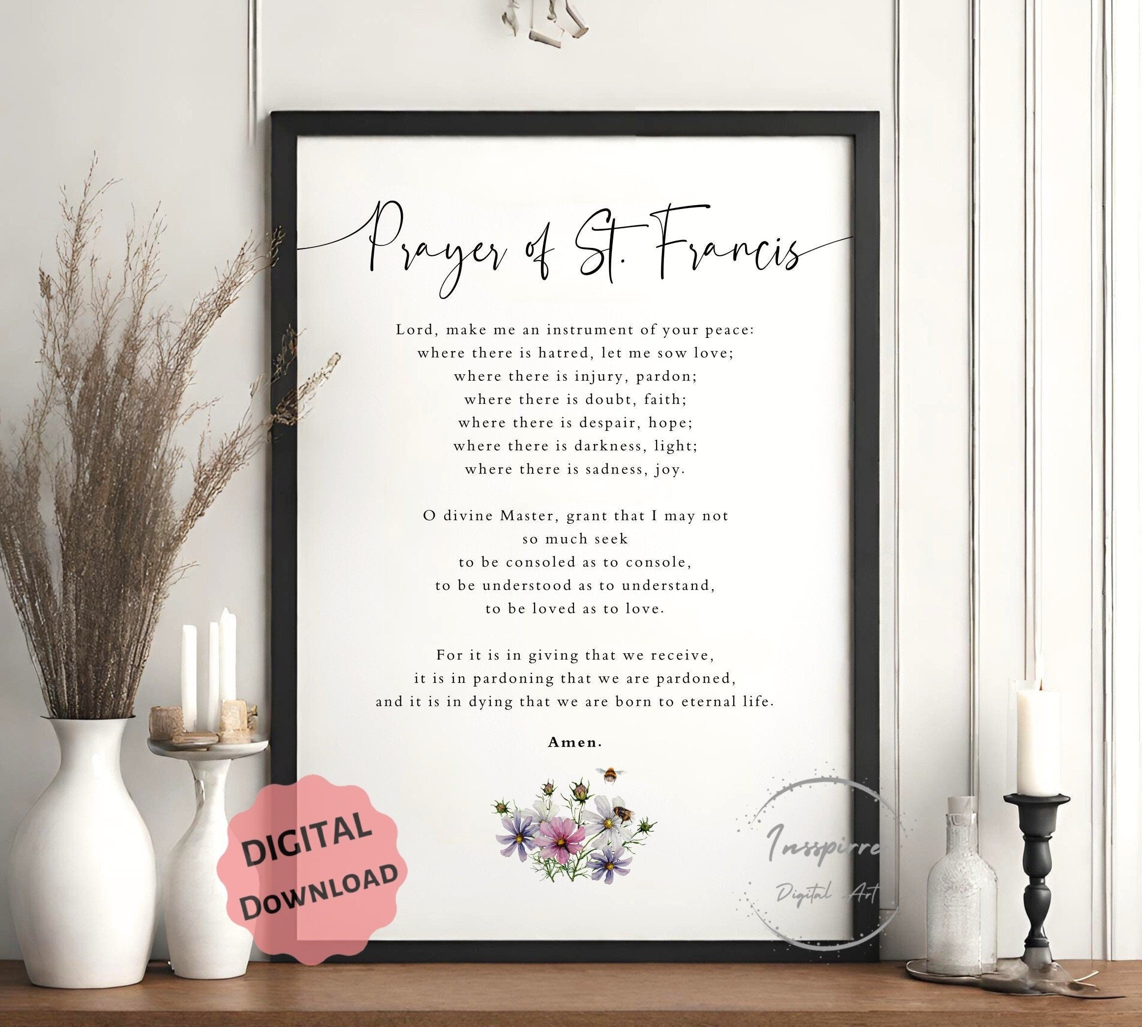 Prayer of St. Francis of Assissi PRINTABLE, Catholic Prayer Wall Decor ...