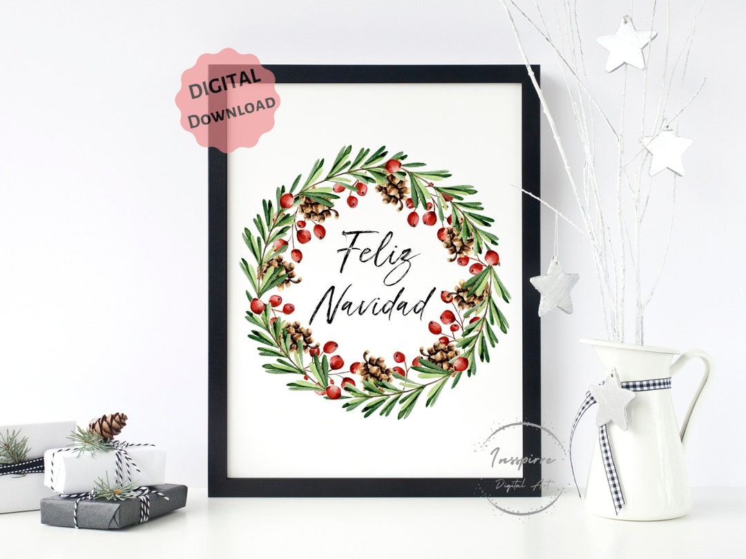 Feliz Navidad PRINTABLE, Spanish Merry Christmas Poster, DIGITAL ...