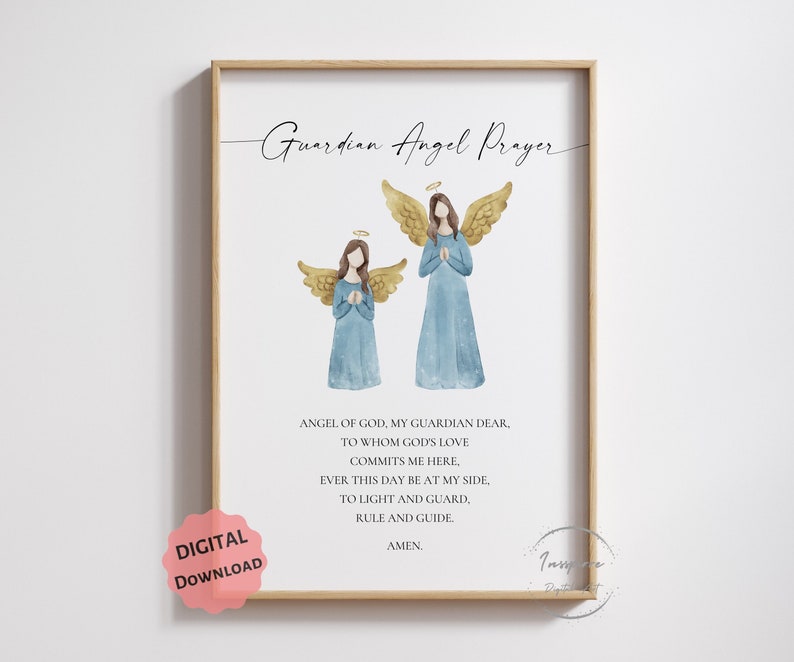 Guardian Angel Prayer PRINTABLE, Angel of God, Kids Room Wall Art ...