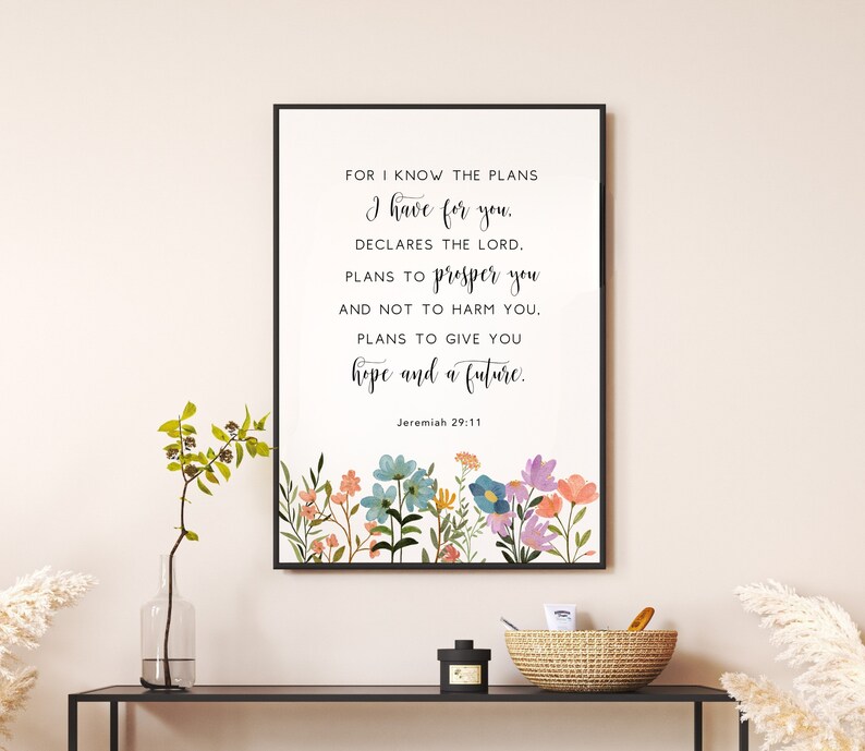 Jeremiah 29:11 PRINTABLE, Plans I Have for You, Floral Bible Verse Wall ...