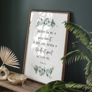 Psalm 51:10 PRINTABLE, Create in Me A Pure Heart, Bible Verse Wall ...