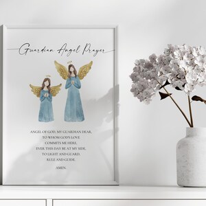 Guardian Angel Prayer PRINTABLE, Angel of God, Kids Room Wall Art ...