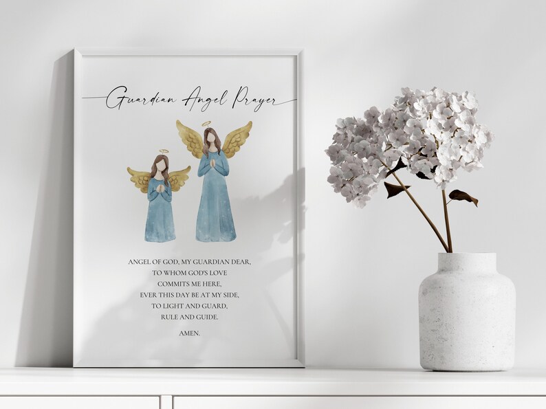 Guardian Angel Prayer PRINTABLE, Angel of God, Kids Room Wall Art ...