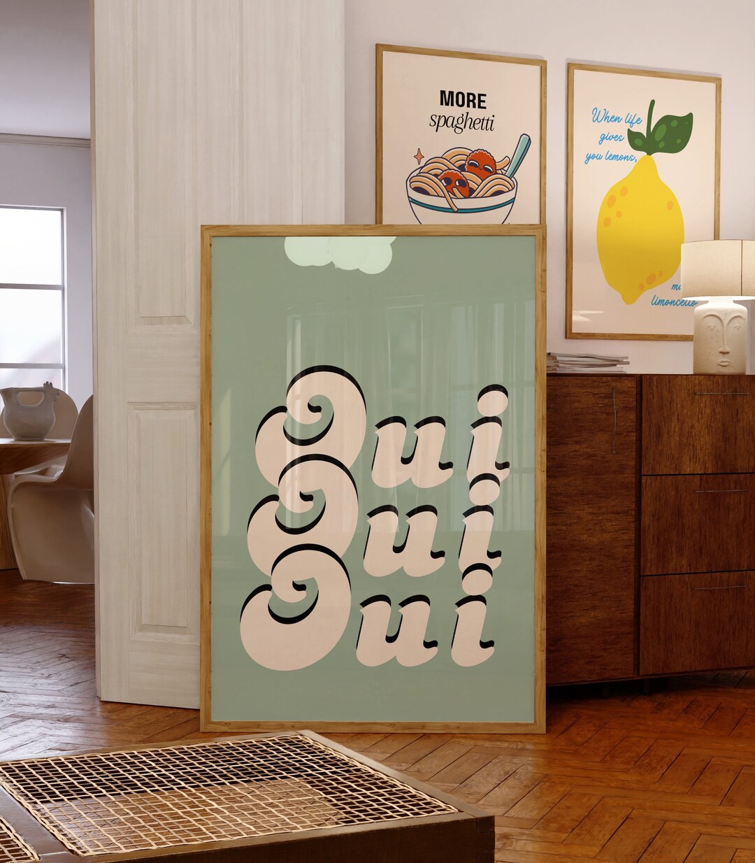 Oui Oui Oui PRINTABLE, Retro Bathroom Wall Art, French Quote Poster ...