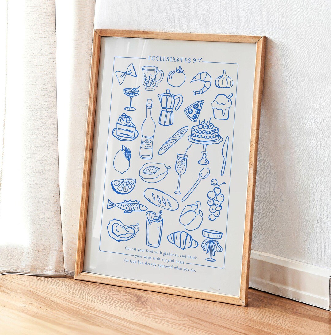 Kitchen Scripture Illustration PRINTABLE, Ecclesiastes 9:7, Modern ...