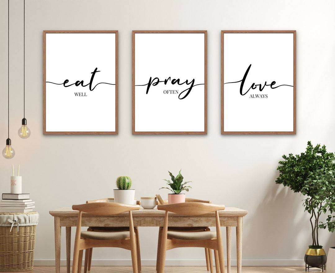 Eat Pray Love Signs, Set of 3 PRINTABLES, Minimalist Kitchen Posters ...